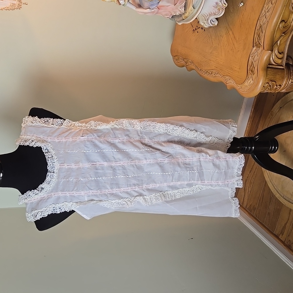 Vintage Lace And Ruffle Nightgown Under Dress - Gem